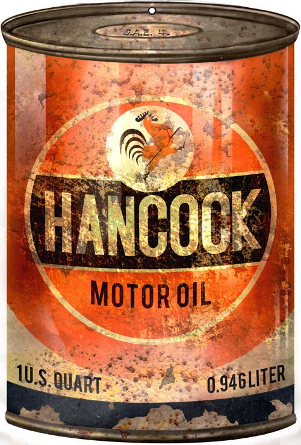 Vintage Style " Hancock - Motor Oil " Oil Can Shaped Metal Sign for ...
