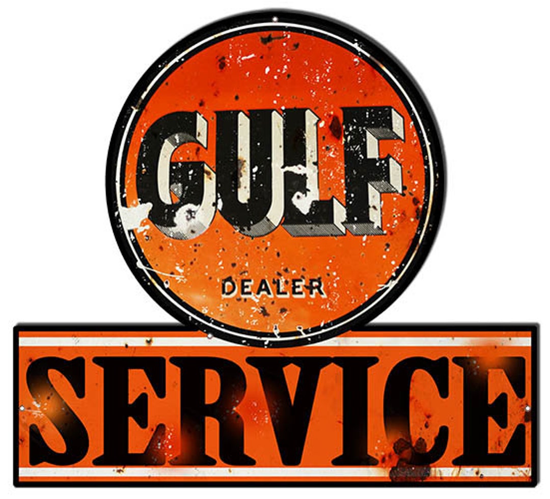Vintage Style Nostalgic " Gulf Dealer Service " Laser Cut Metal Sign ...