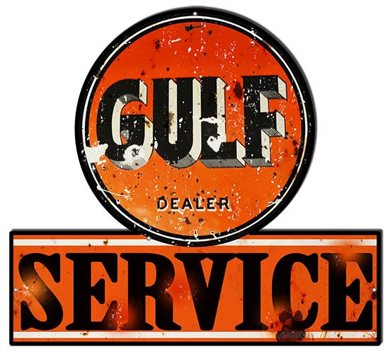 Vintage Style Nostalgic Gulf Dealer Service Laser Cut Metal Sign for ...