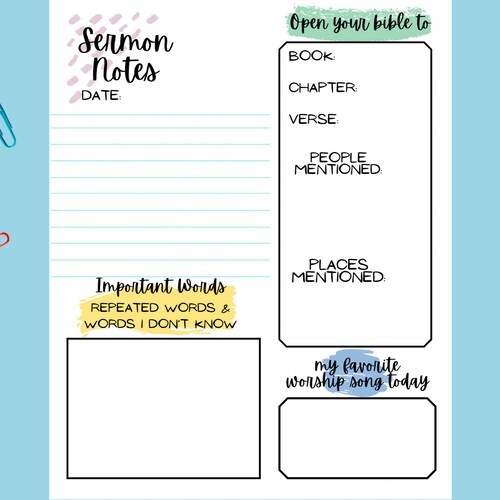 Sermon Notes Printable Church Note Taking Speaker Notes - Etsy