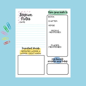 Sermon Notes Printable, Church Note Taking, Speaker Notes, Journal ...