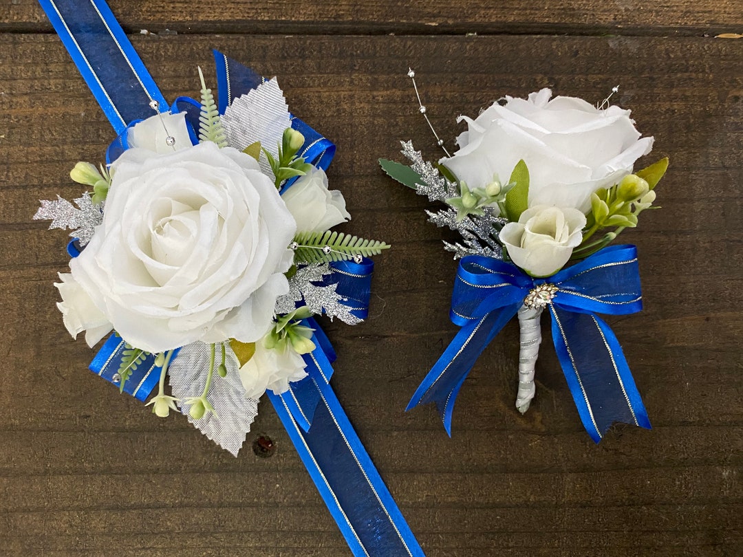Royal Blue Corsage and Boutonnière Set / Mother of the Bride/ Prom ...