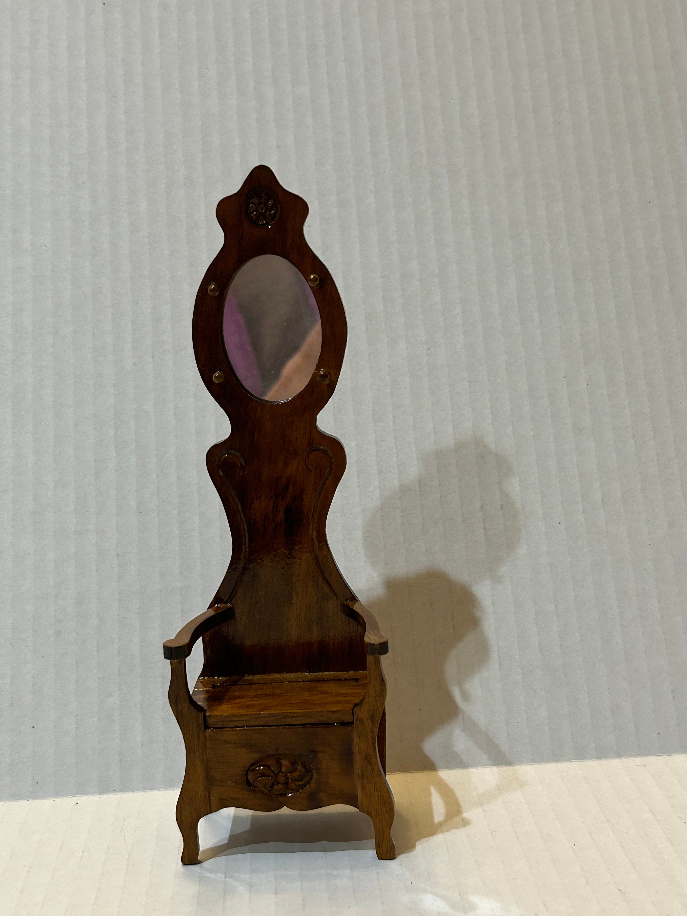 Dollhouse Miniature Entryway Chair Coat Hanger With Storage Hall Tree ...