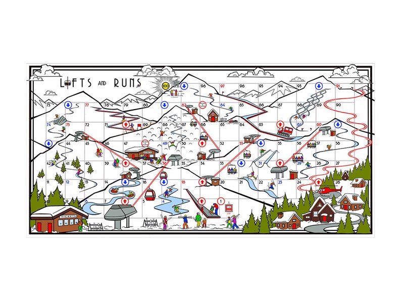 Lifts & Runs Downloadable Print -- Snakes and Ladders, Whistler Gift ...