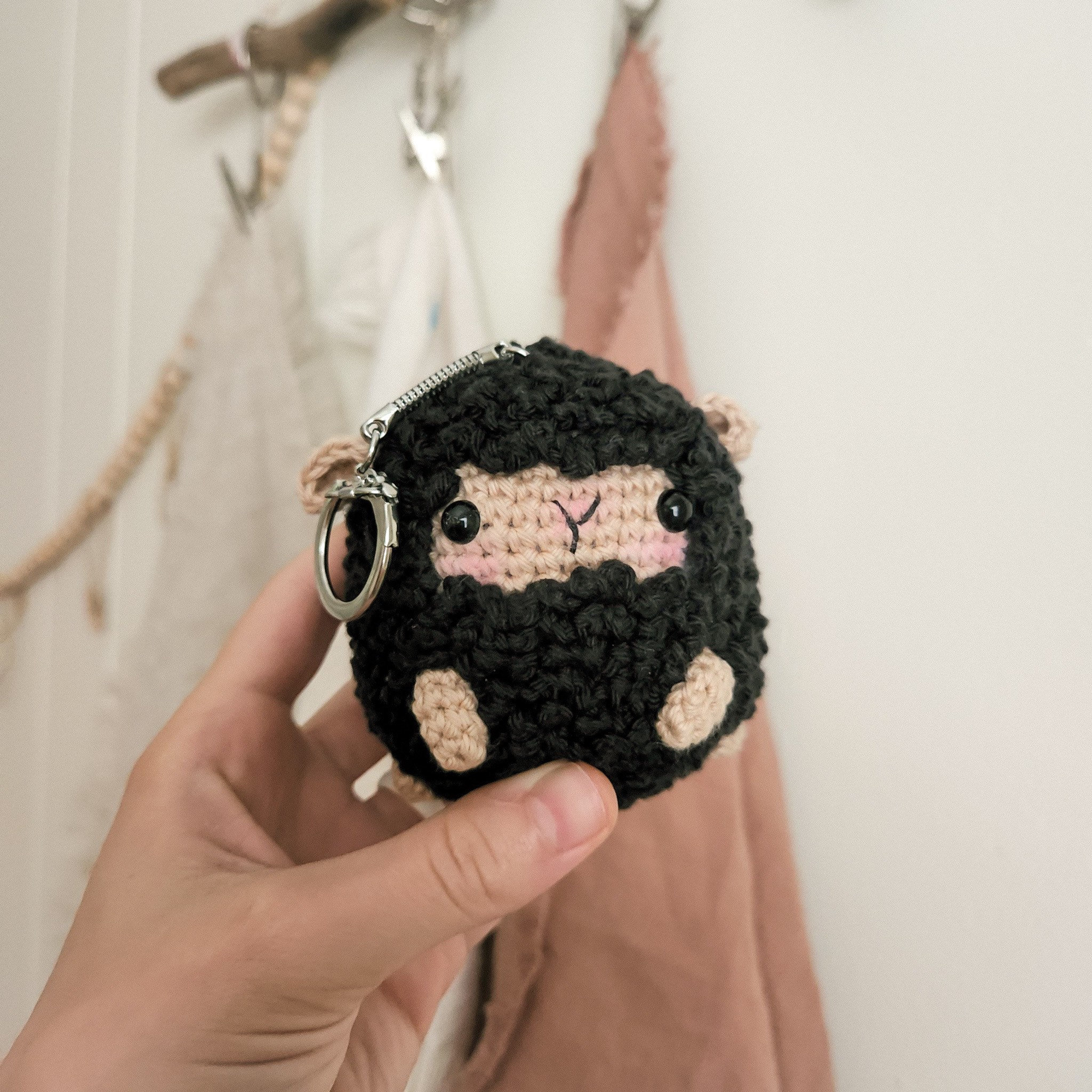 Sheep Keychain - Black - Etsy