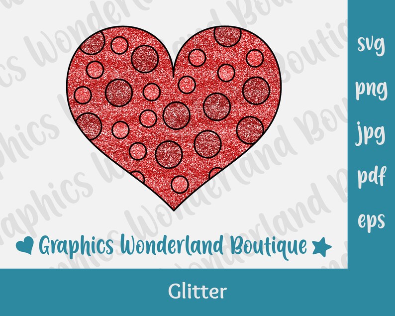 Polka Dot Heart Graphic | Heart Clipart | 3 Colors: Lineart, Full Color ...