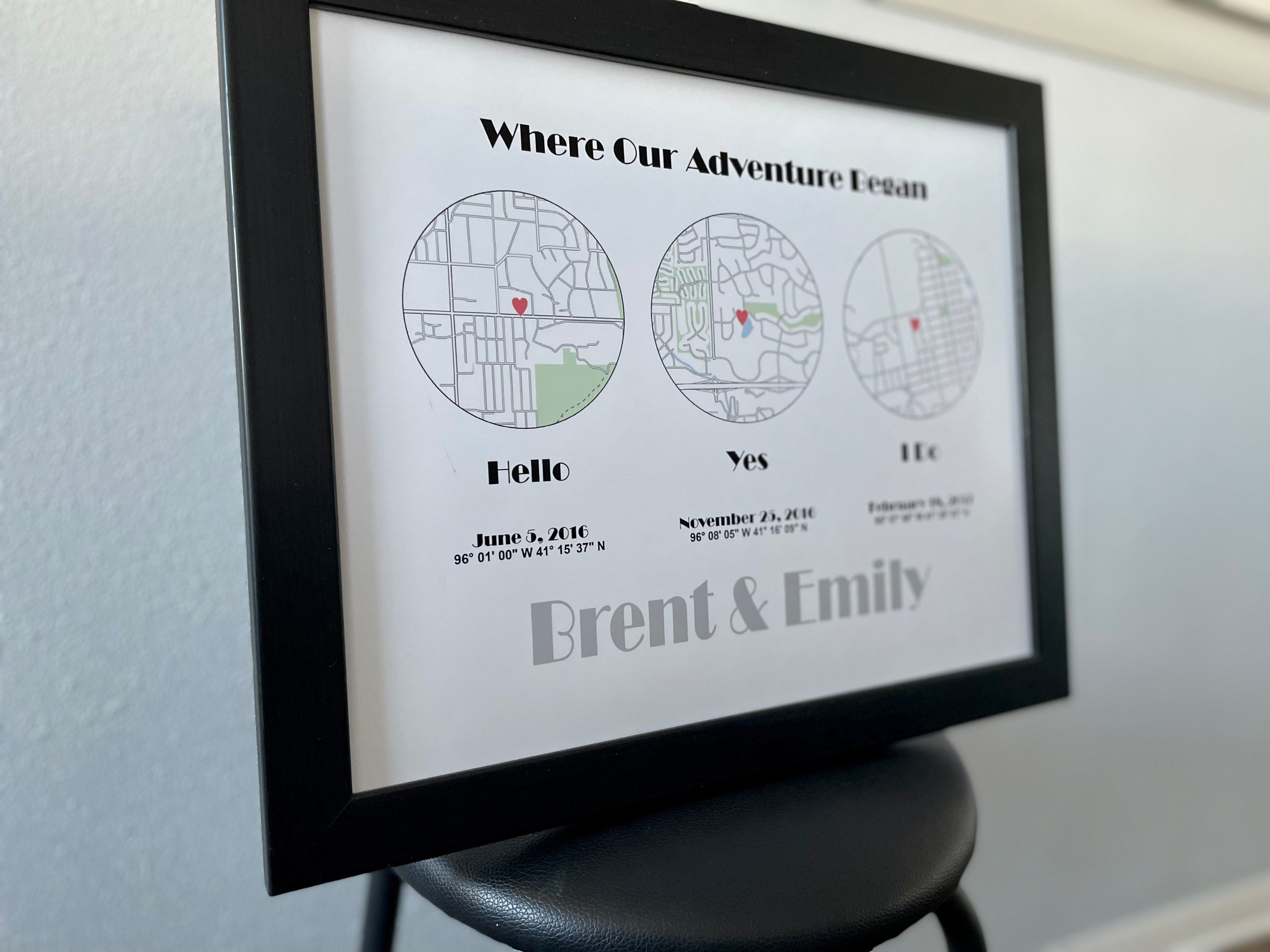 Custom Couples Map - Where Our Adventure Began - Etsy