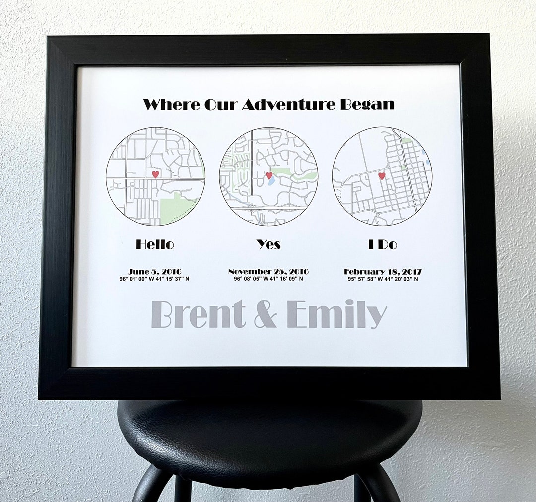 Custom Couples Map - Where Our Adventure Began - Etsy