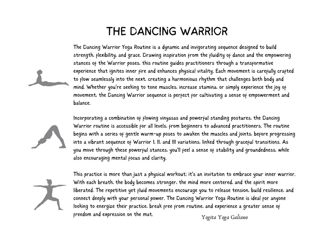 Unleash Your Inner Warrior: the Dancing Warrior Yoga Routine Information Sheet and Yoga Flow ...