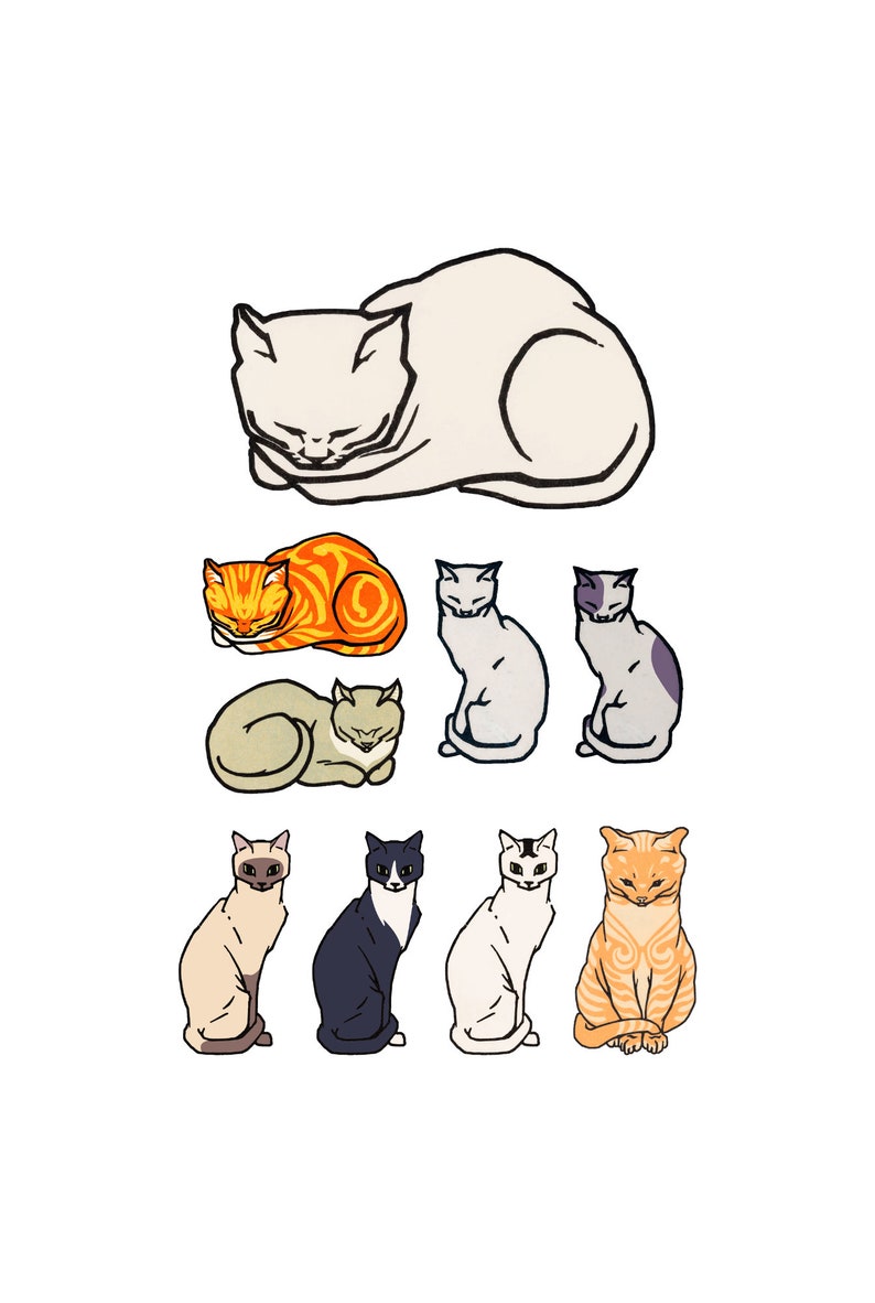 DIGITAL PRINTABLE CATS Printable Create Your Own Digital Products 9 Cat ...