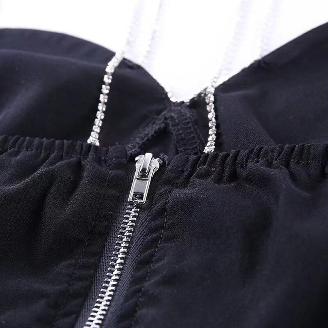 Diamond Spaghetti Strap Crop Top Deep V Neck Sleeveless Tank | Etsy