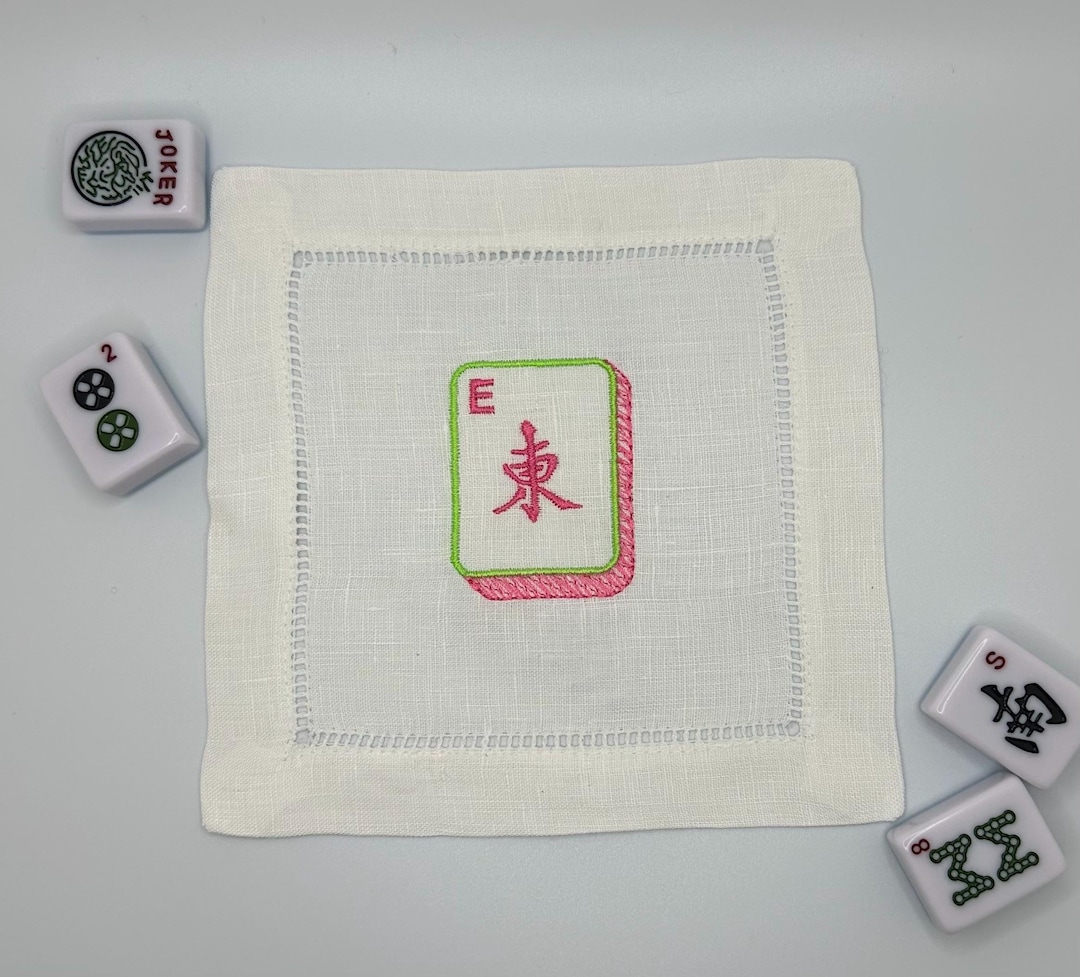 Mahjong Linen Cocktail Napkins Set of 4 Brights - Etsy