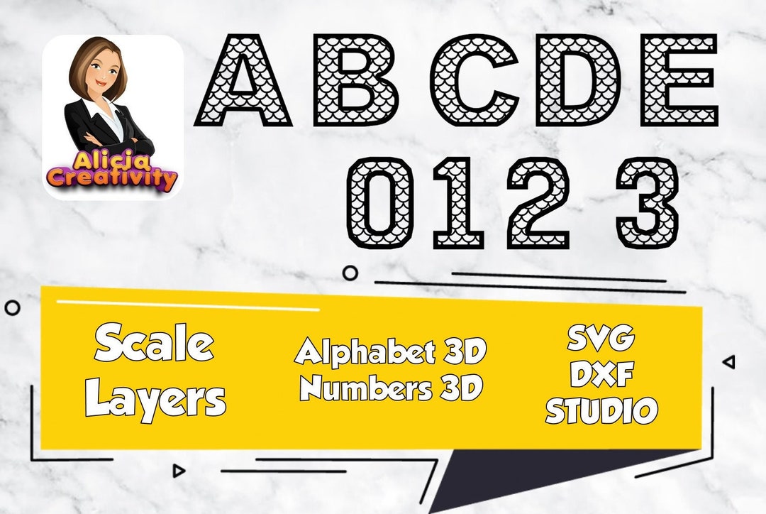 Scale Layers, 3D Alphabet, 3D Numbers Svg, Studio, Craft, Shaker ...