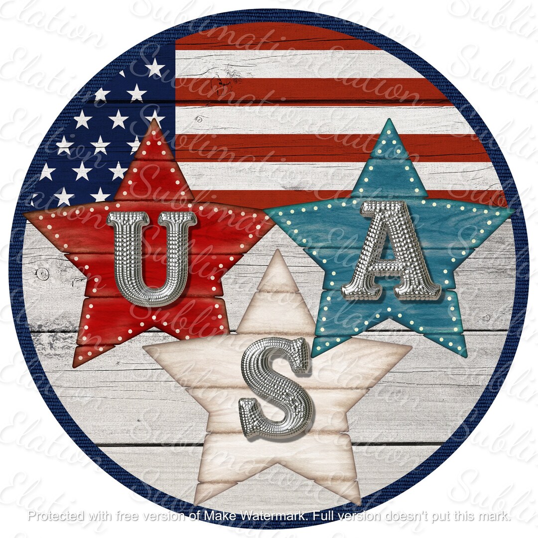 USA Round Sublimation Design for Round Hardboard Sign. Independence Day ...