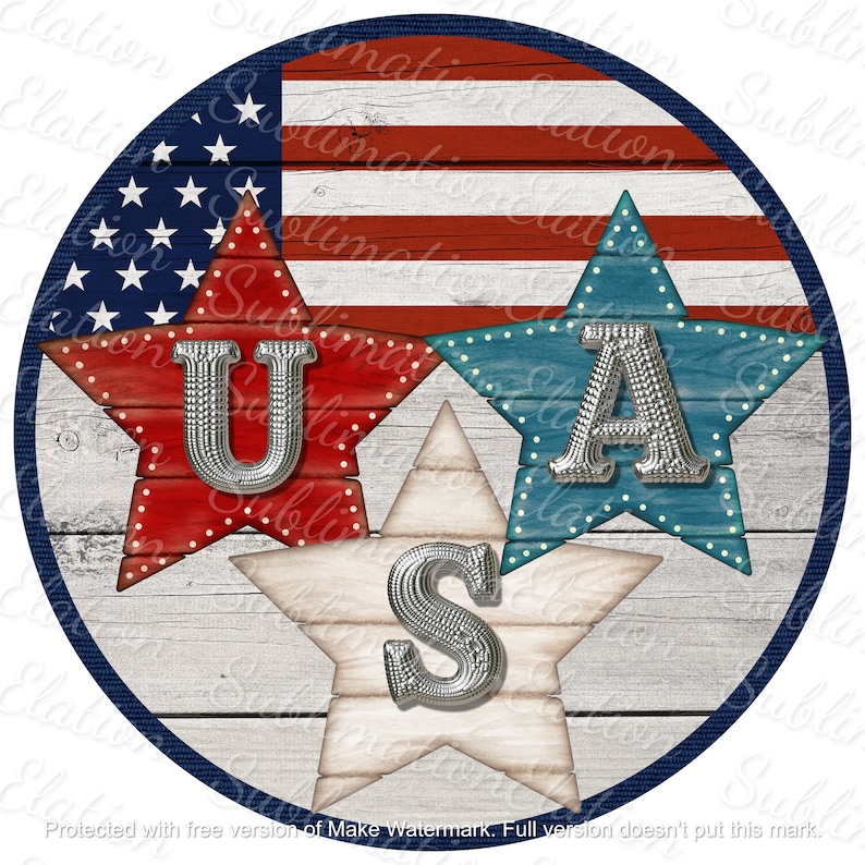 USA Round Sublimation Design for Round Hardboard Sign. Independence Day ...