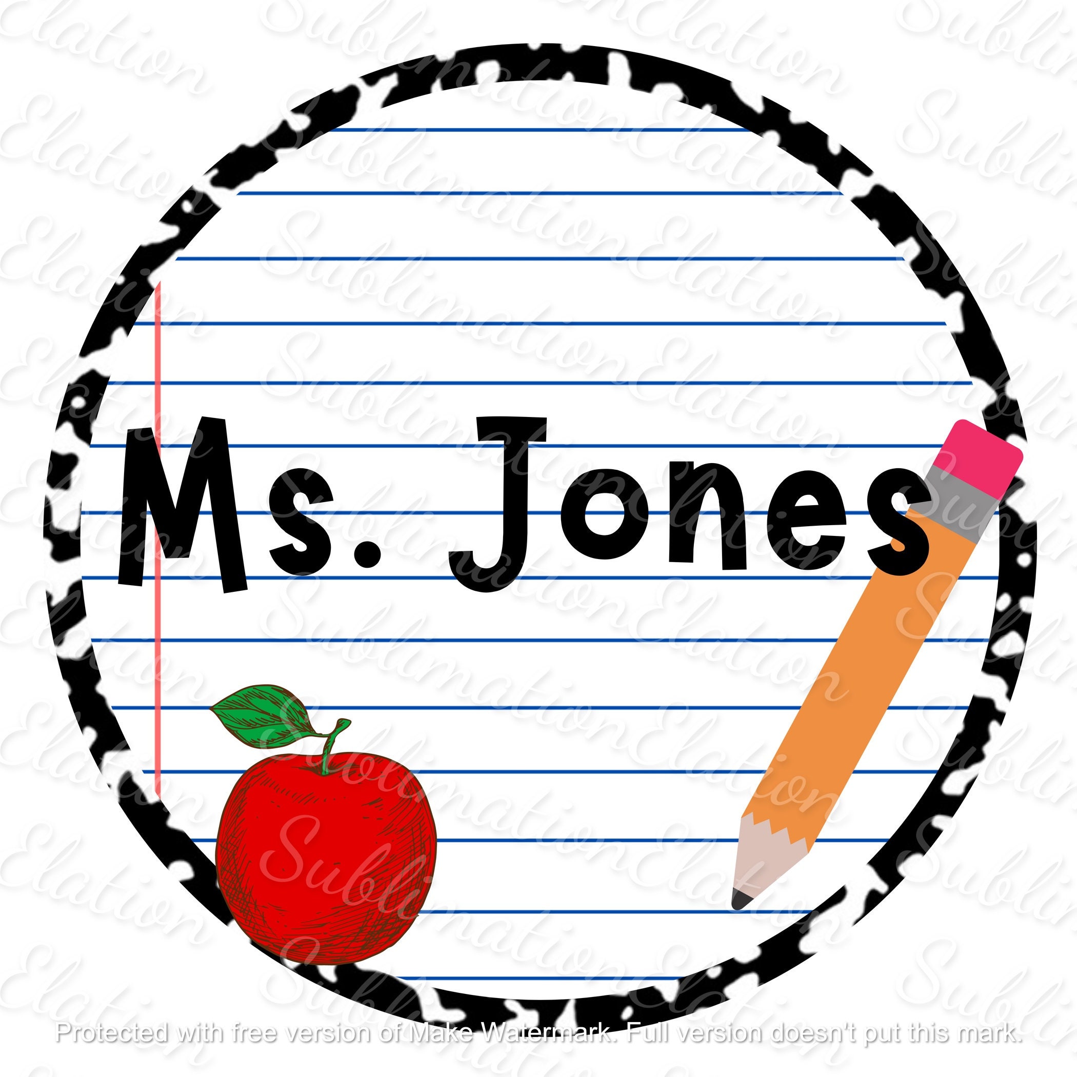 Teacher Notebook - Round Door Hanger Quote and Blank Sublimation Design ...