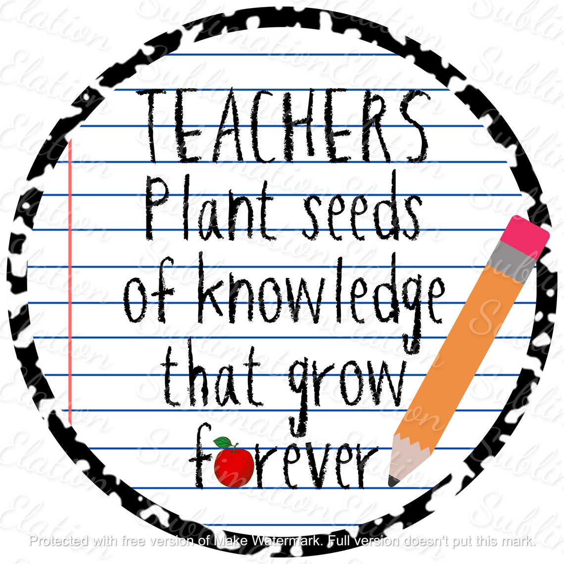 Teacher Notebook - Round Door Hanger Quote and Blank Sublimation Design ...