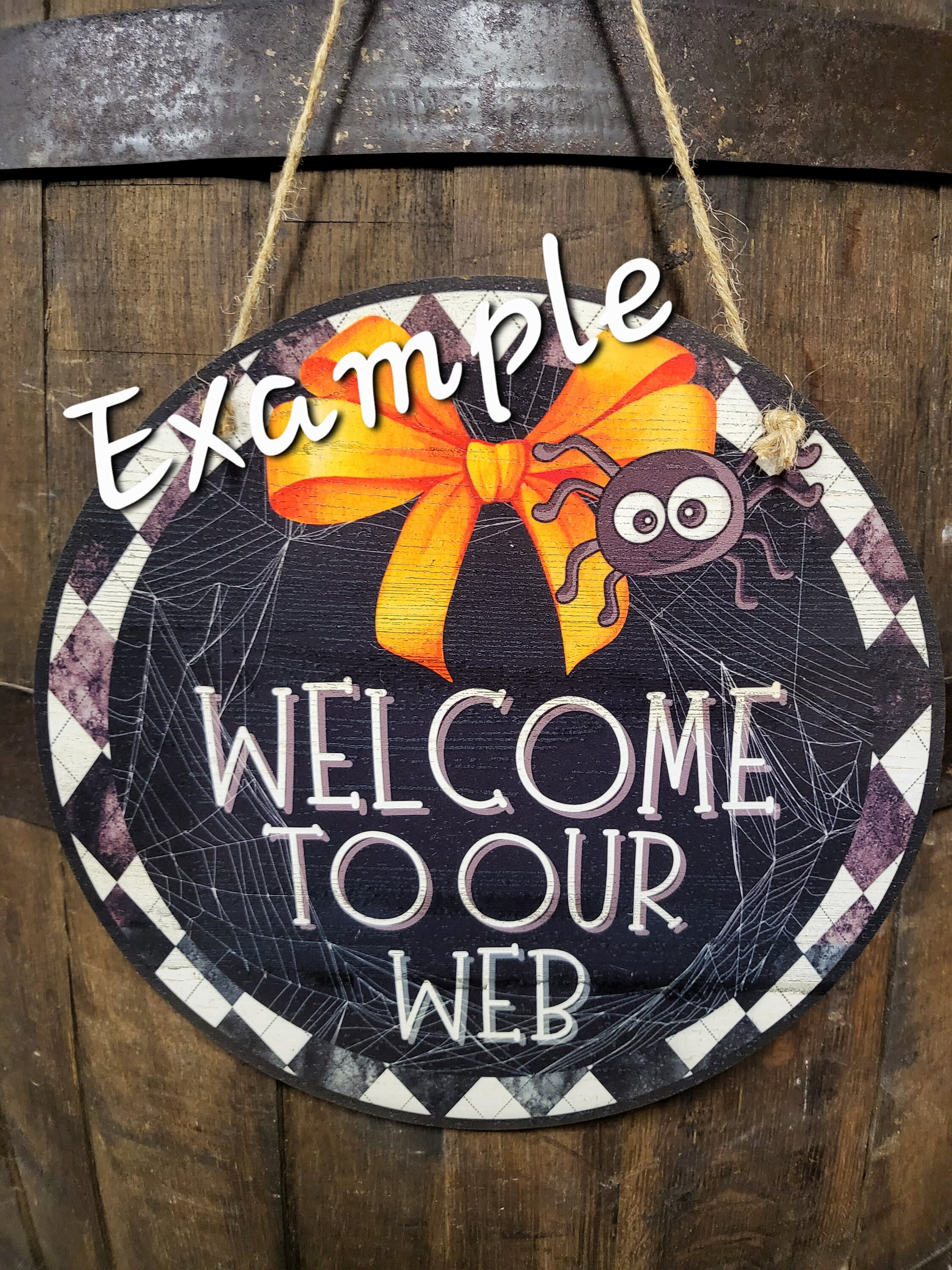 Welcome to Our Web - Round Door Hanger, Halloween Sublimation Design ...