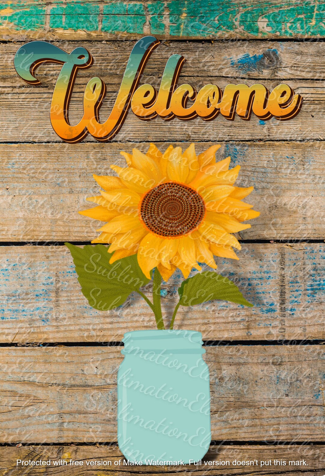 Sunflower Welcome Sublimation PNG Design for Garden Flags - Etsy