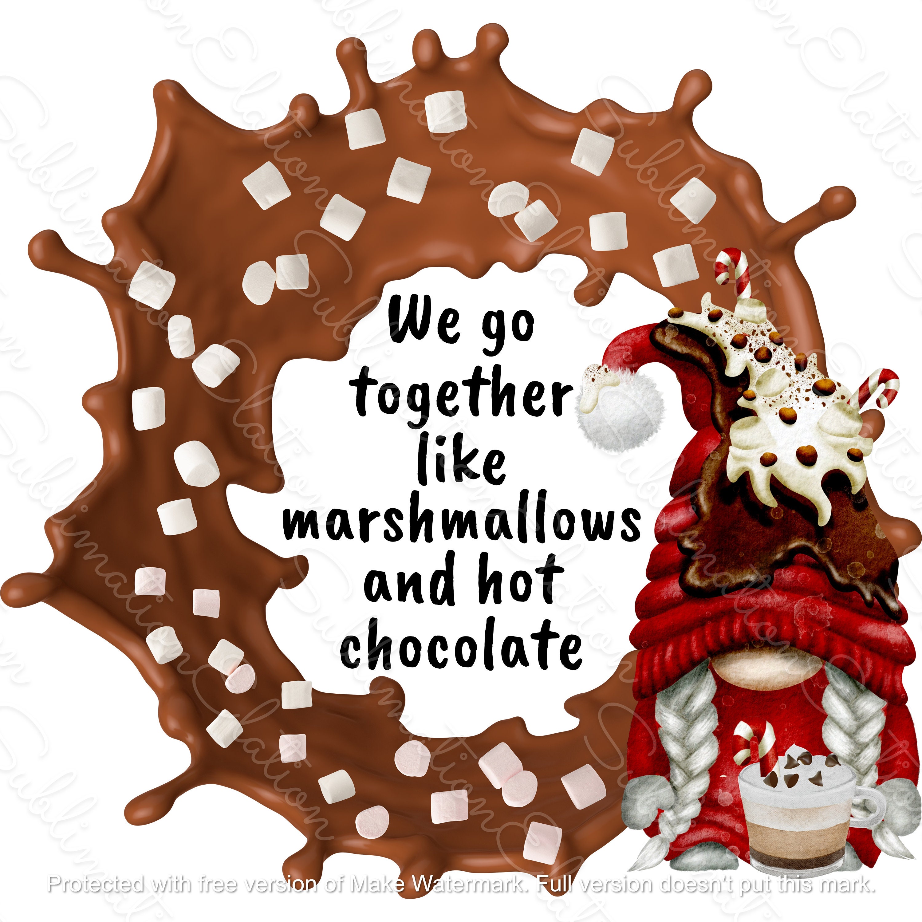 Hot Chocolate Gnomes Set of 5 Sublimation PNG Designs - Etsy