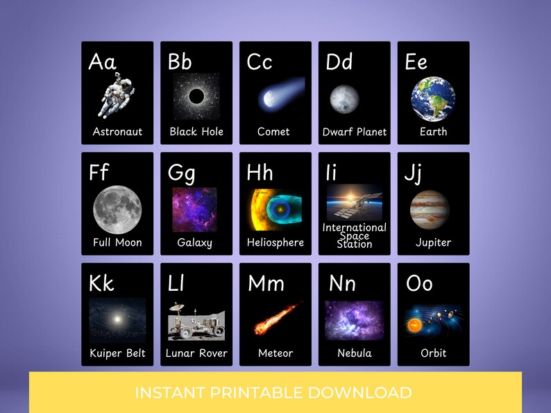 Space ABC Cards Printable, Homeschool Printables, Preschool Nursery ...