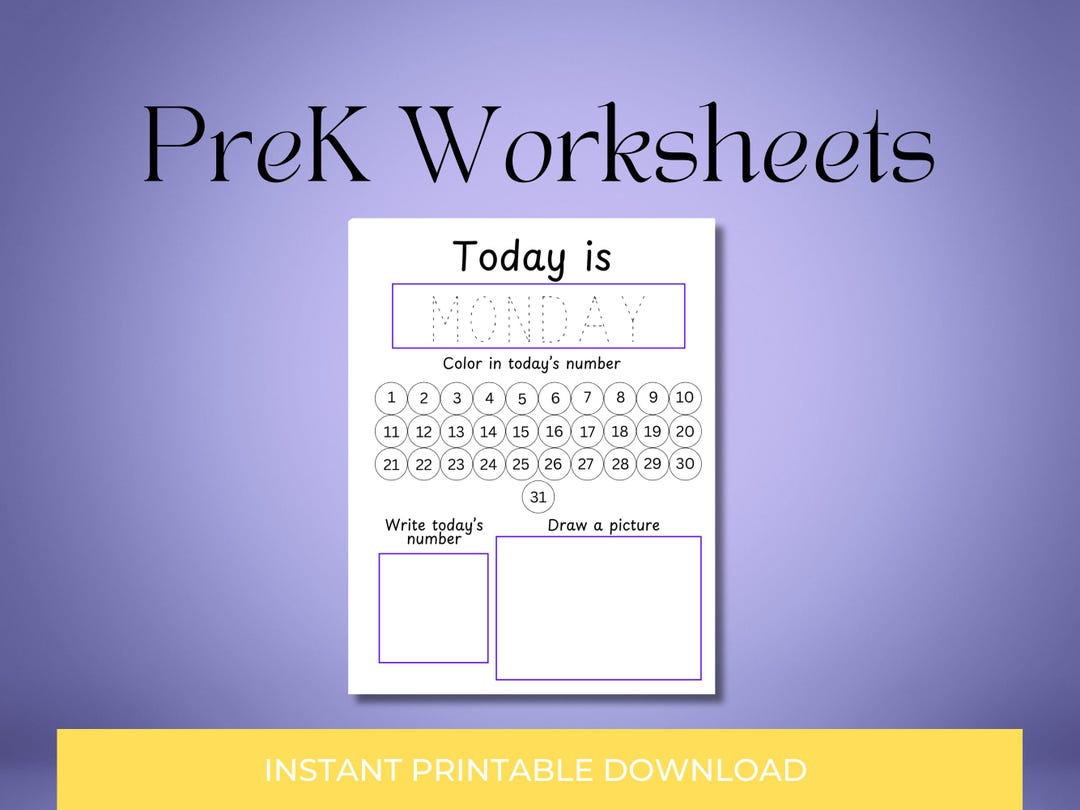Weekday Worksheet Printable: Handwriting Practice (PDF) - Etsy