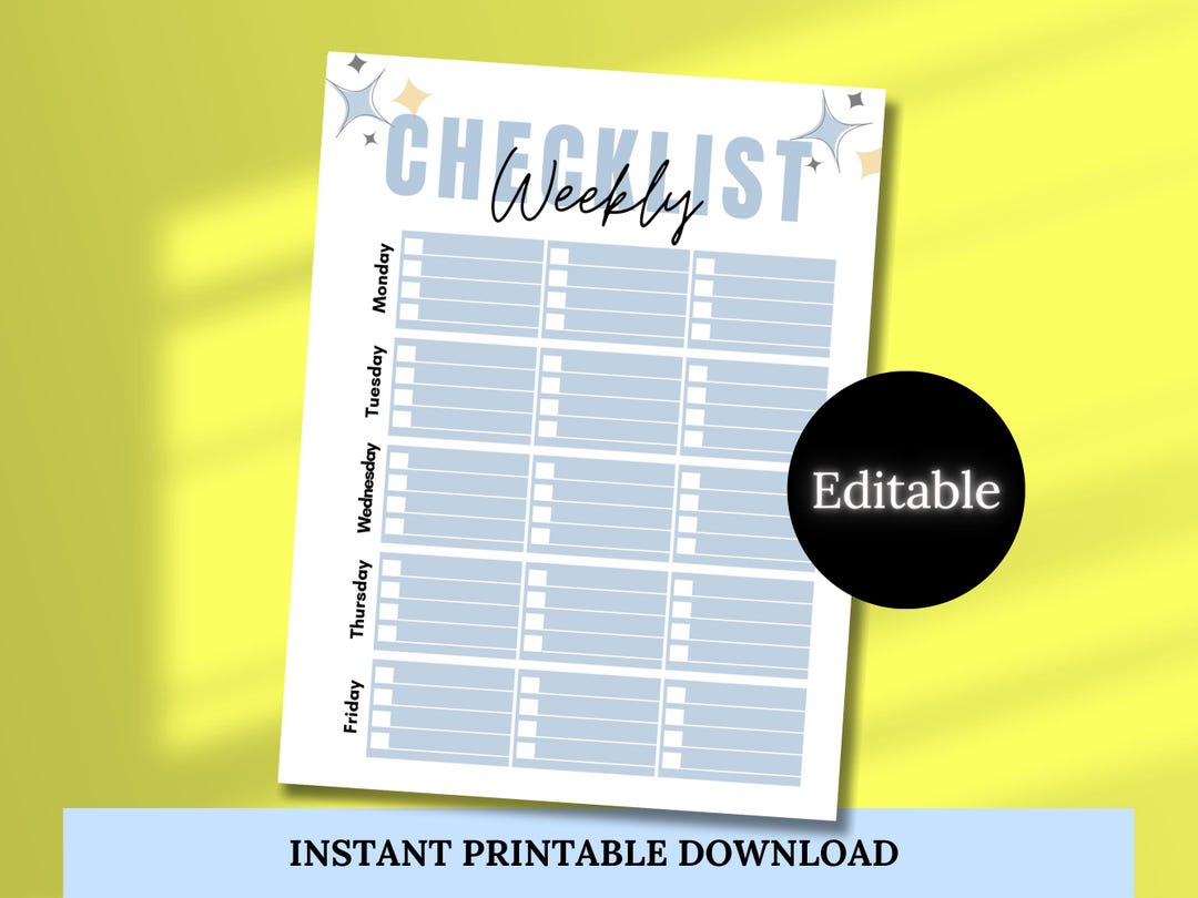 Editable Weekly Checklist, Busy Mom Schedule, To-do List, Task Chart ...