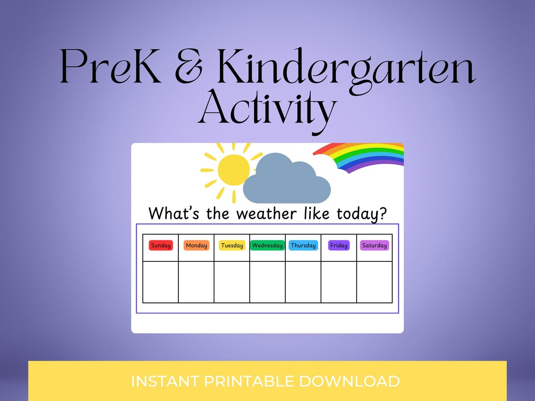 Weekly Weather Activity for Pre-k and Kindergarten Printable ...