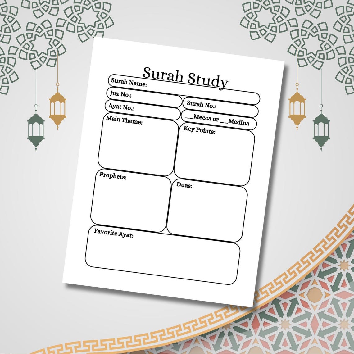 Quran Study Printable, Surah Study, Quran Journal, Islam Study, Muslim ...
