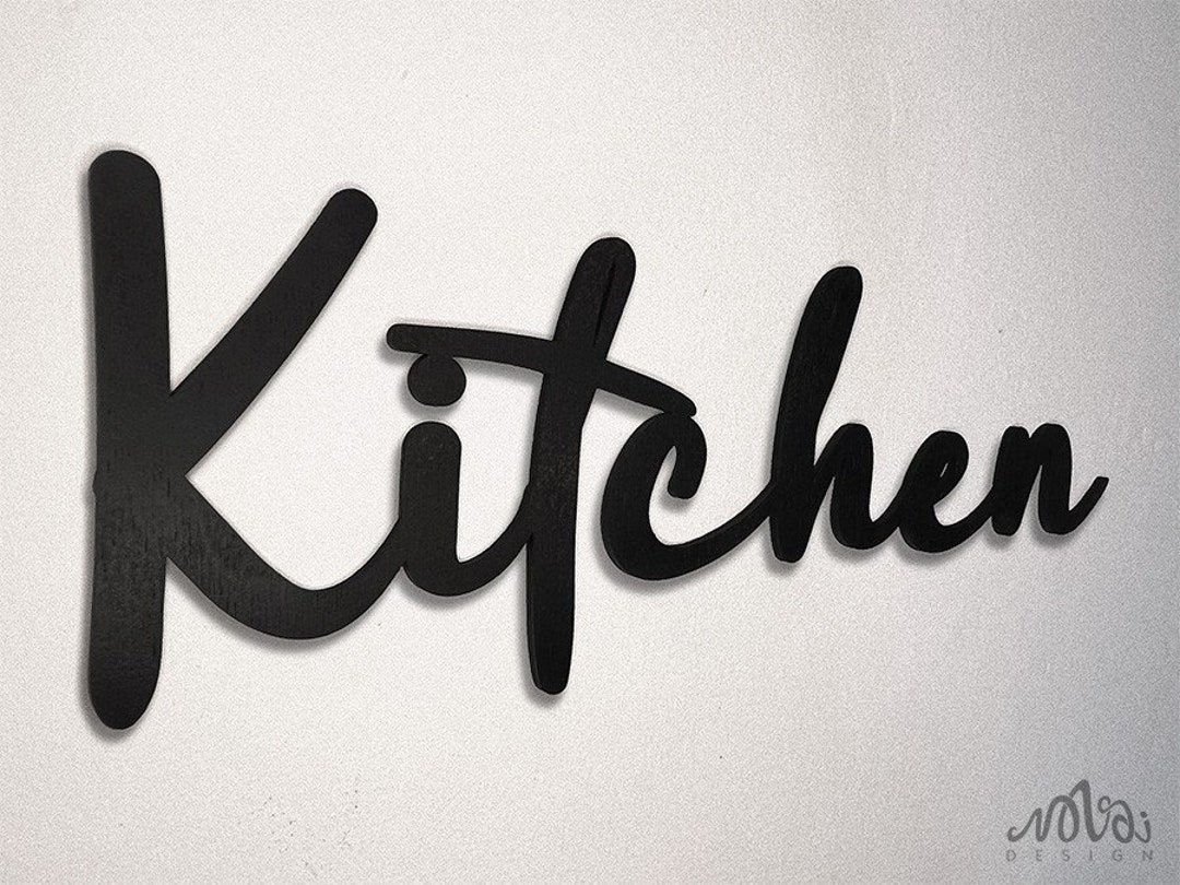 Großer Schriftzug Kitchen aus Holz für Wand oder Tür Küche der Michelin ...