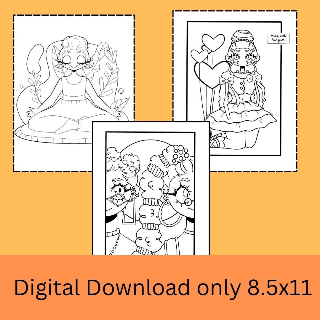 Cozy Cute Girl Coloring Page Set Cute Girl Coloring Pages Cozy Coloring ...
