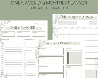Ultimate Daily, Weekly & Monthly Planner Sheets | Printable | US Letter ...