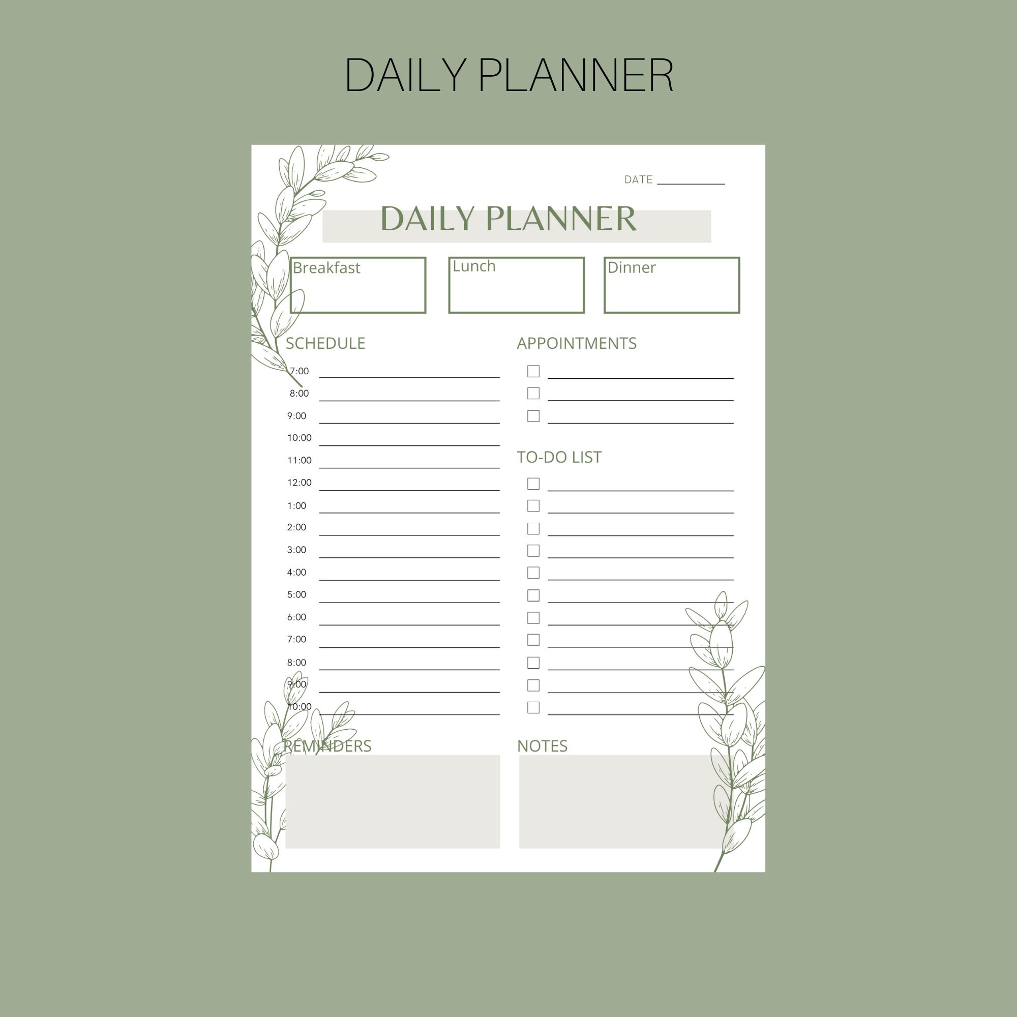 Daily Weekly & Monthly Planner Printable or Digital Download | Etsy