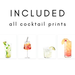 Cocktail Prints Set of 6 | Watercolor Cocktail Wall Art | Colorful ...