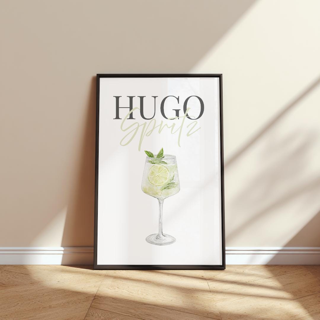 Hugo Spritz Wall Art Print | Watercolor Cocktail Illustration | Bar ...