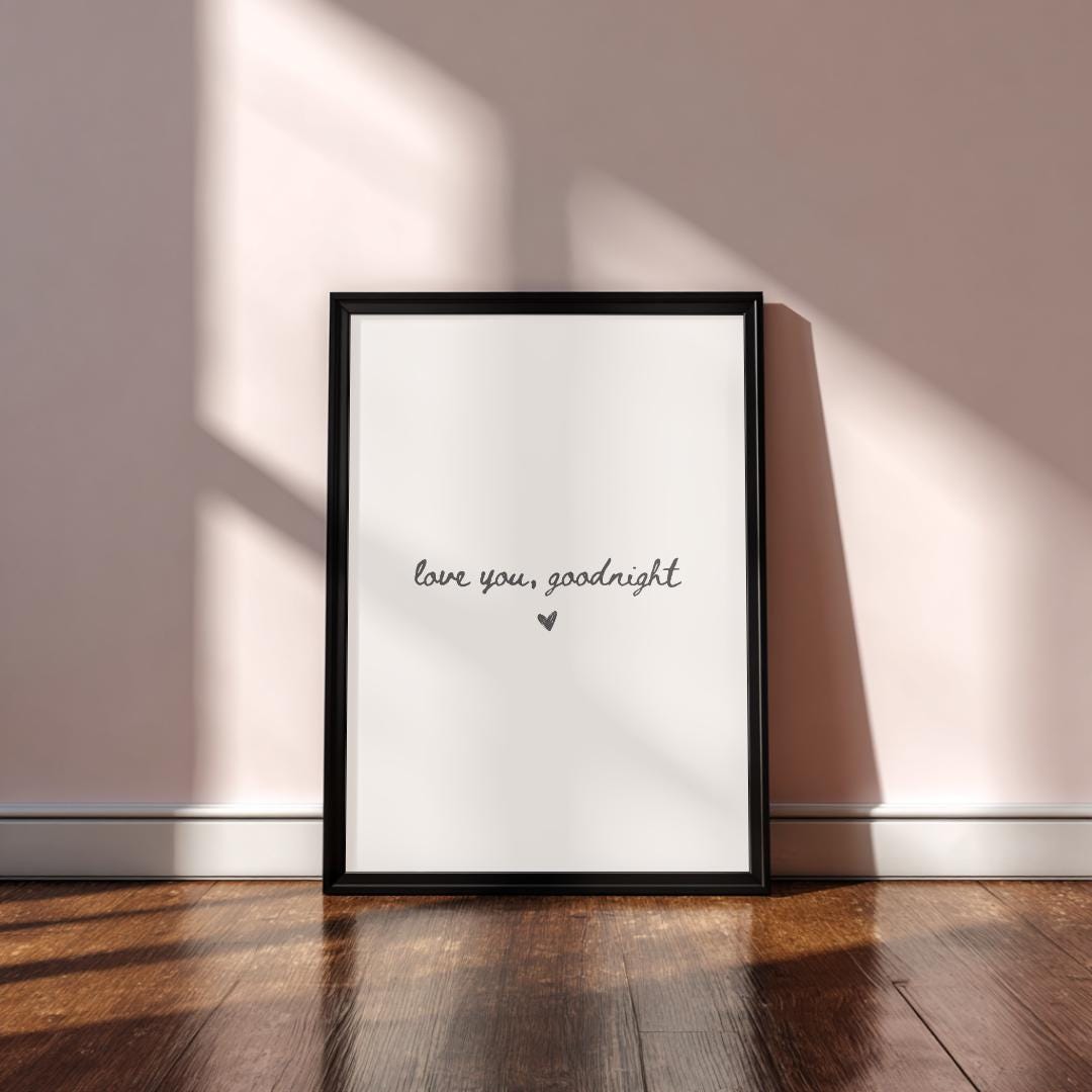 Love You, Goodnight Handwritten Script Print, Neutral Wall Art (digital ...