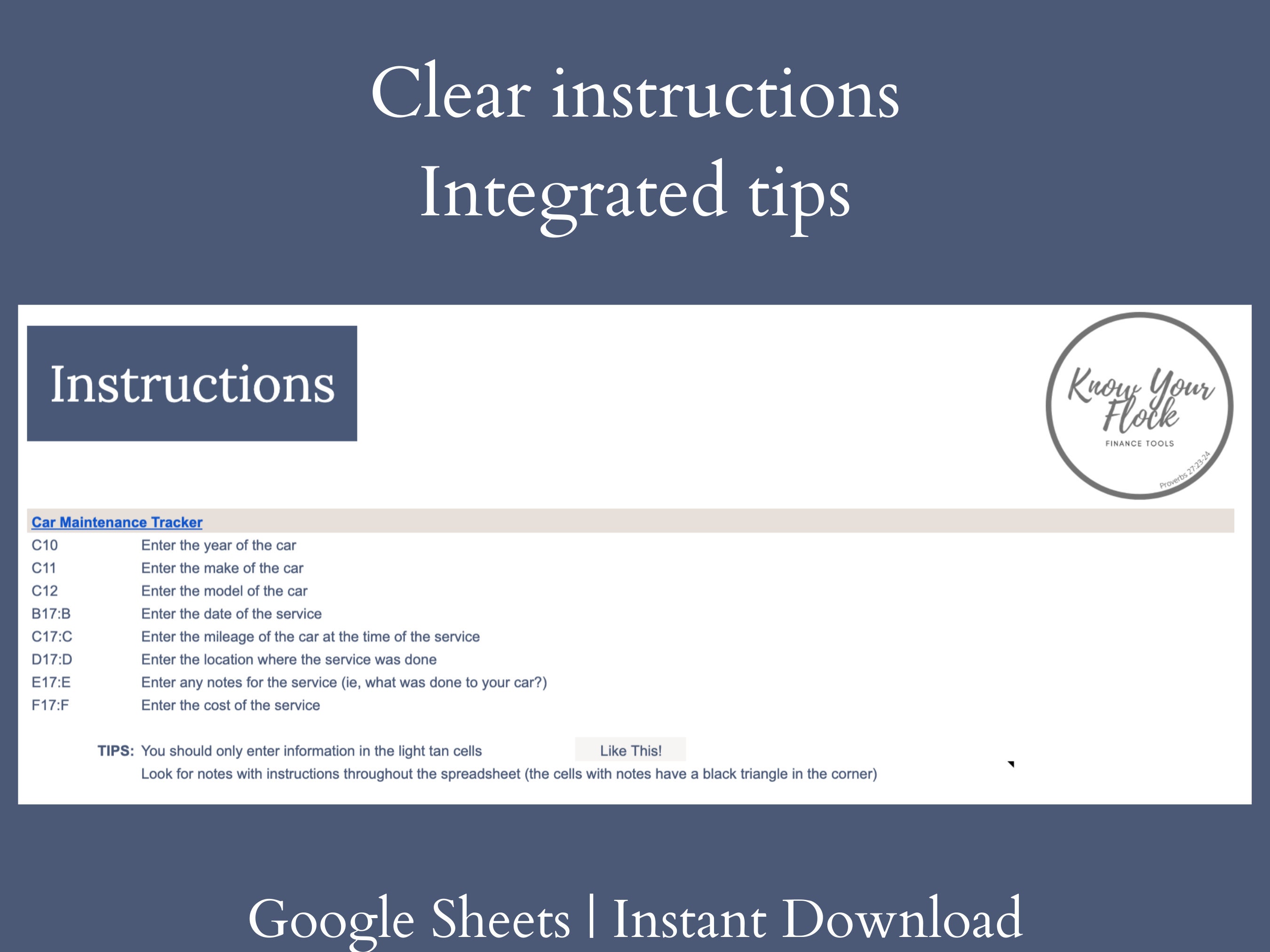 Car Maintenance Tracker Google Sheets Template Personal Finance