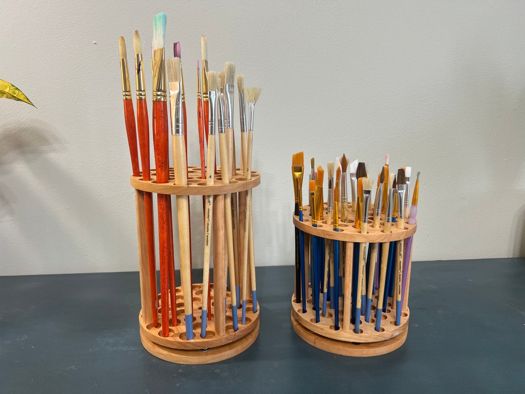 Rotating Paint Brush Holder Set Handmade Paintbrush Holders - Etsy