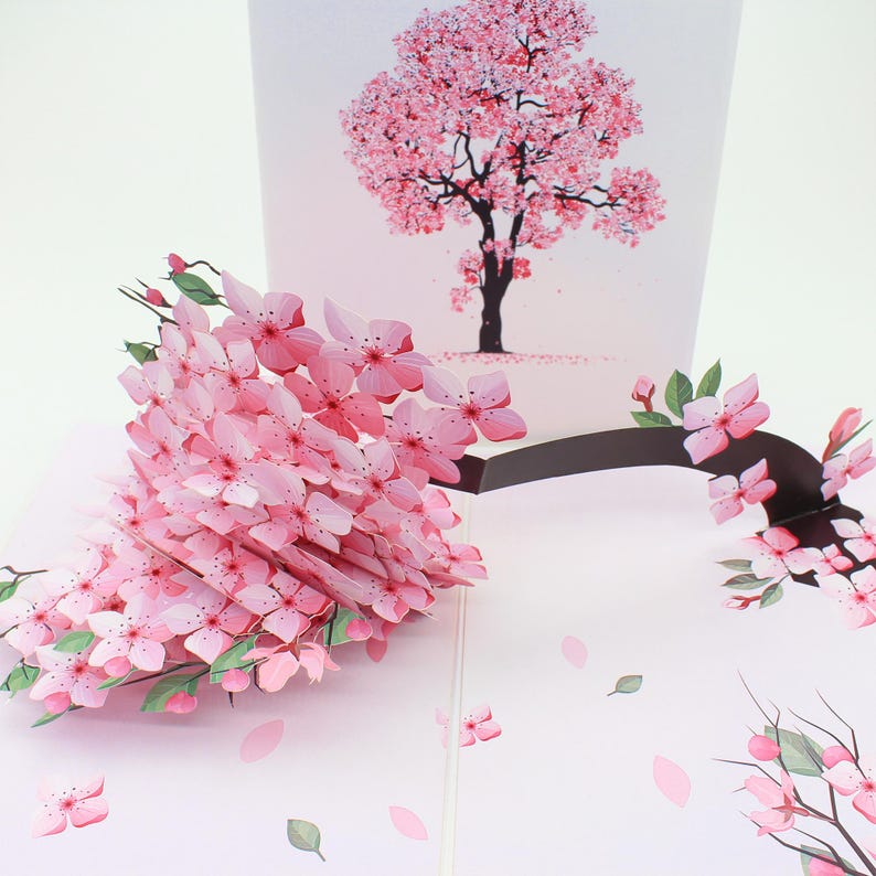 Cherry Blossoms Tree Pop up Card, Laser-cut 3D Greeting Card - Etsy