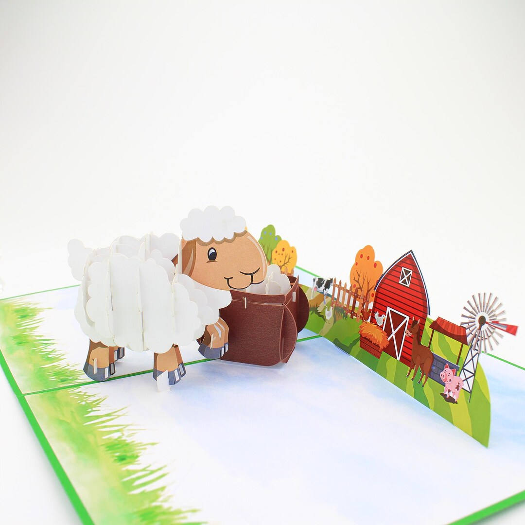 Baby Sheep Pop up Card, Laser-cut Farm Scene - Etsy