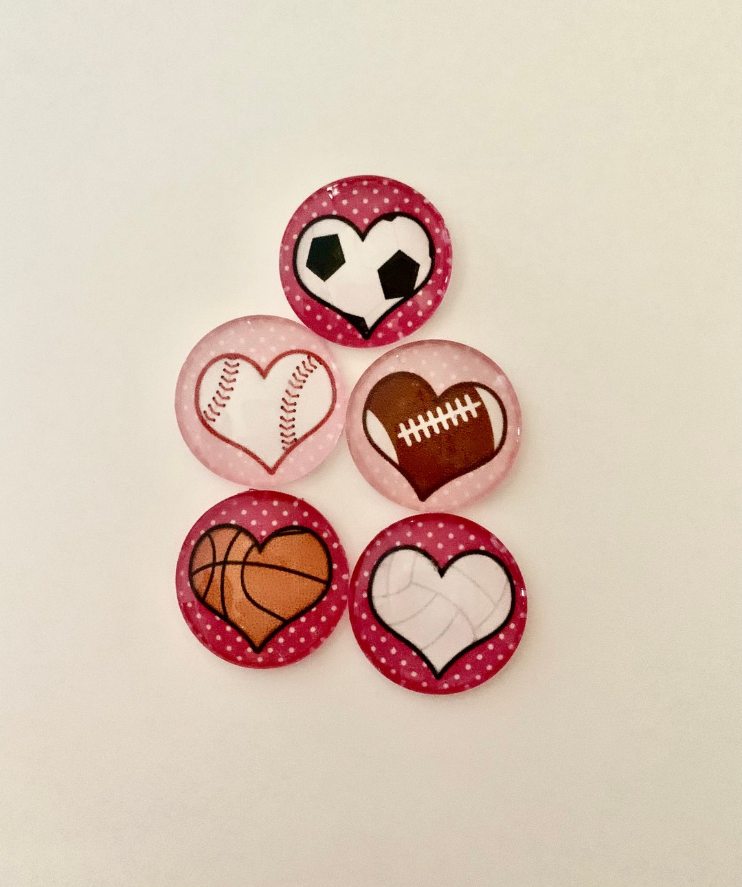 Sports Themed Round Glass Tile Magnets Set of 5 - Etsy