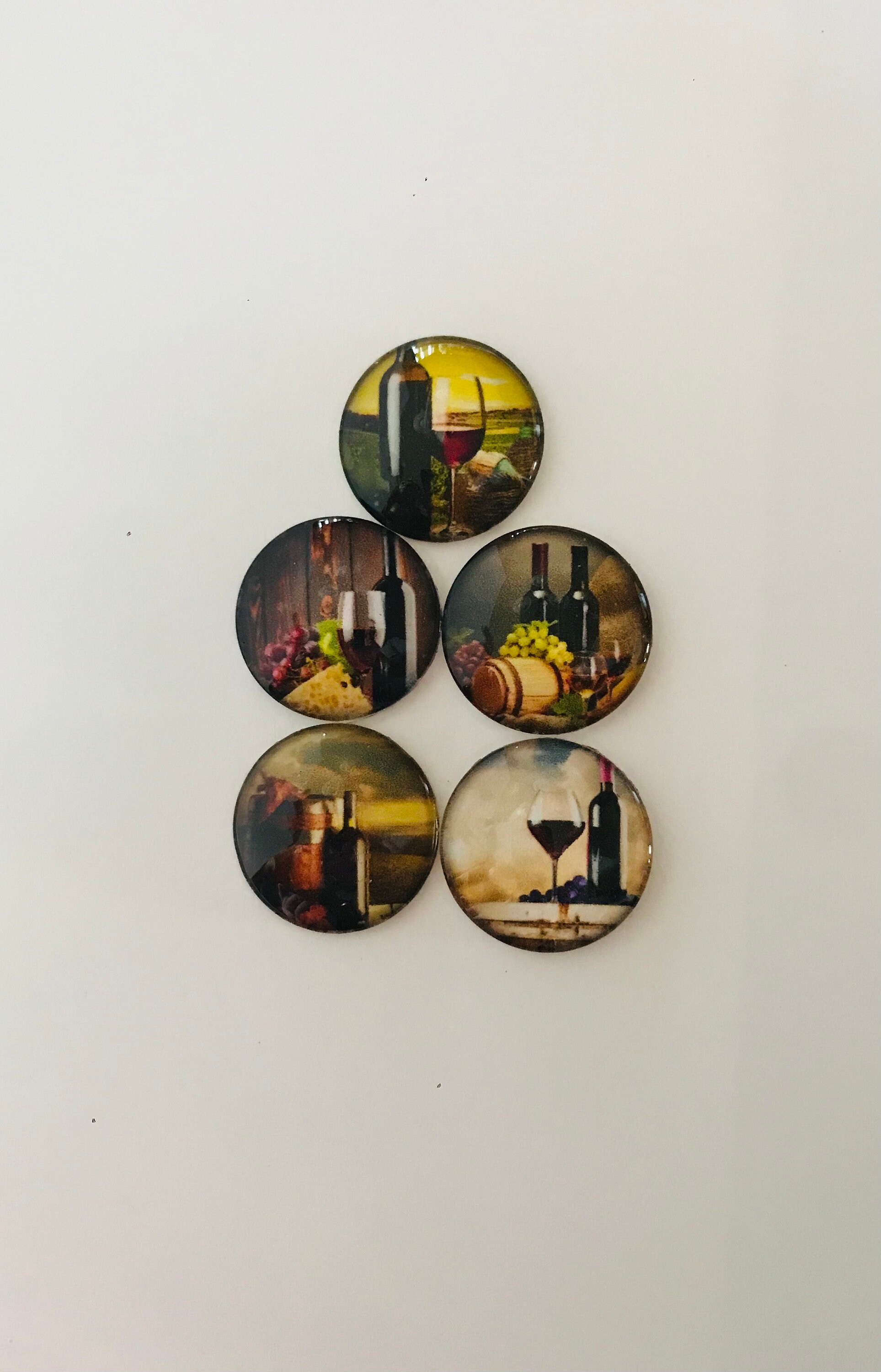 Wine Themed Round Glass Tile Magnets Set of 5 - Etsy