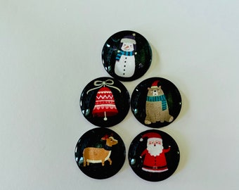 Fun Winter Themed Round Glass Tile Magnets Set of 5 - Etsy