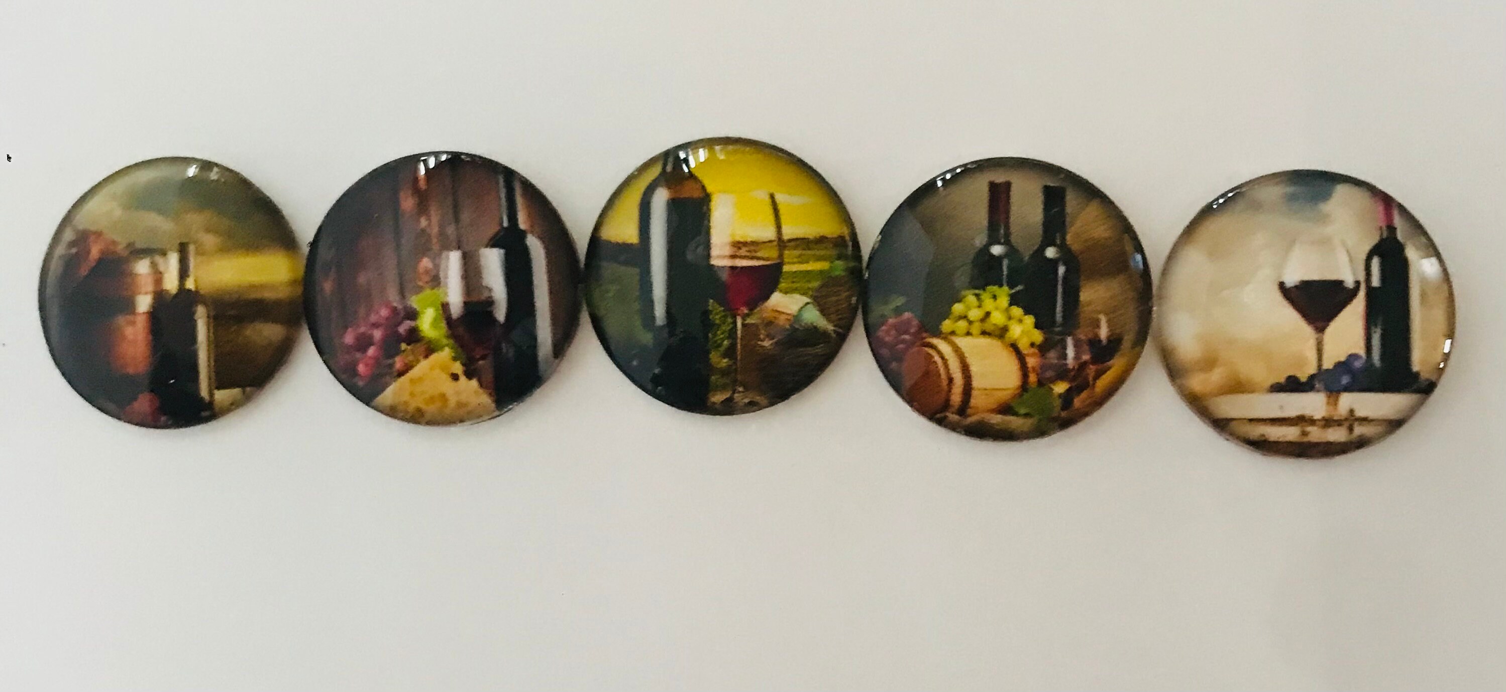Wine Themed Round Glass Tile Magnets Set of 5 - Etsy
