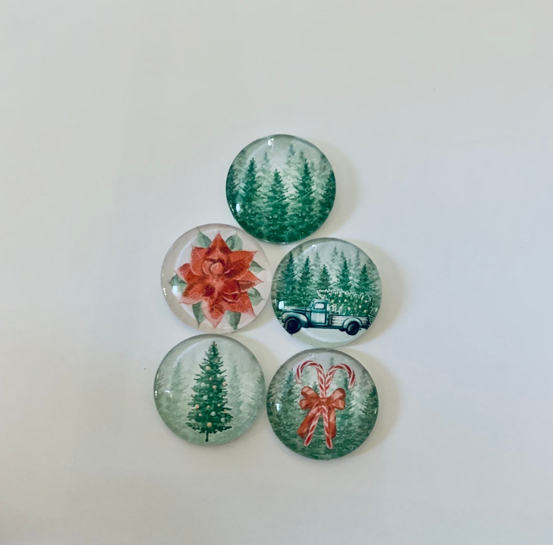 Fun Winter Themed Round Glass Tile Magnets Set of 5 - Etsy
