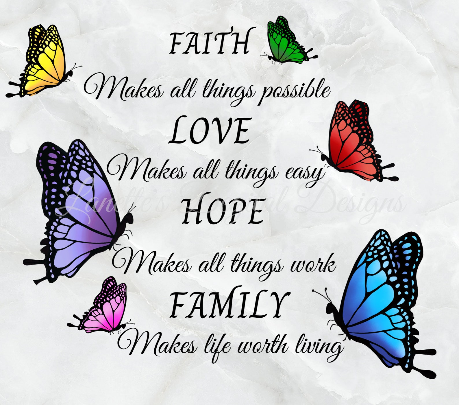Faith Hope Love and Family Butterflies Christian 20oz - Etsy