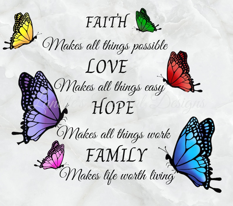 Faith Hope Love and Family Butterflies Christian 20oz - Etsy