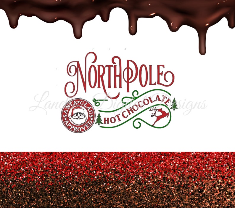 North Pole Hot Chocolate Red Sparkles Dripping Chocolate - Etsy