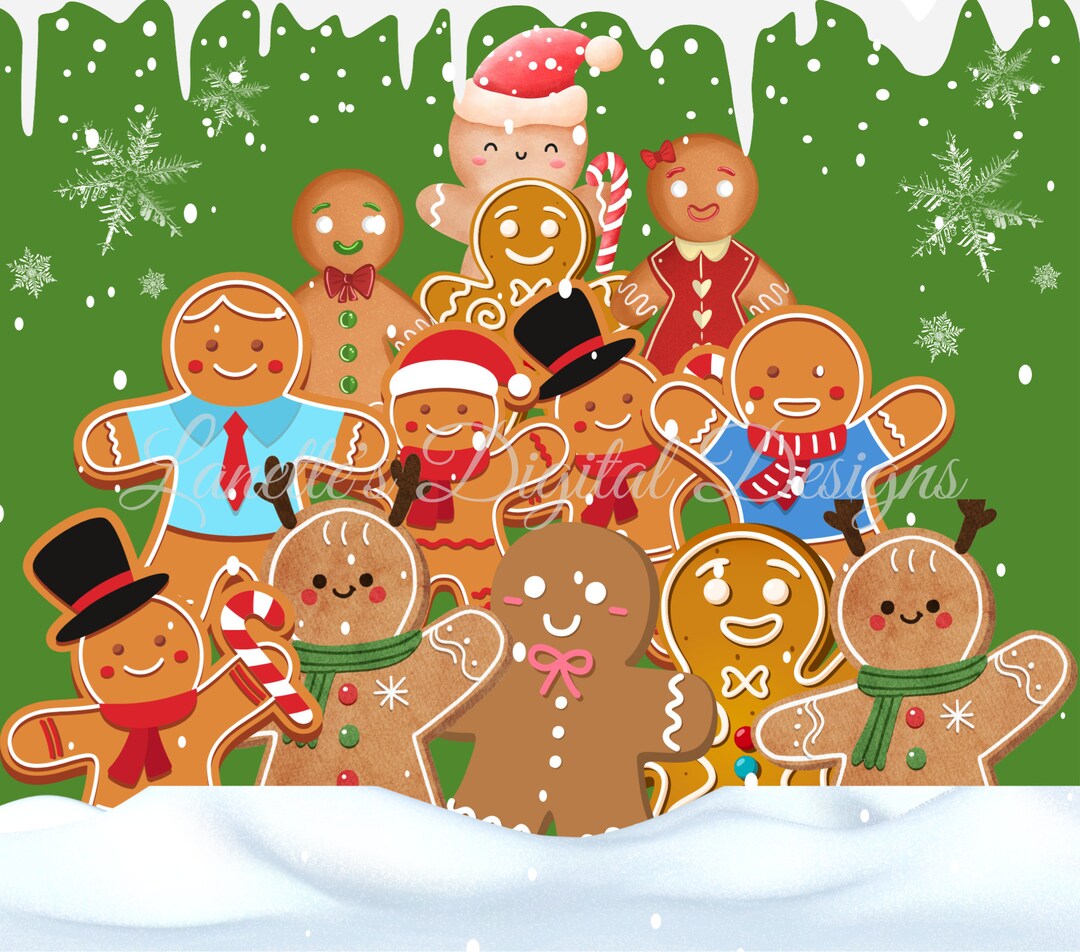 Gingerbread Man Collage, 20oz Tumbler Wrap, Instant Download, PNG ...