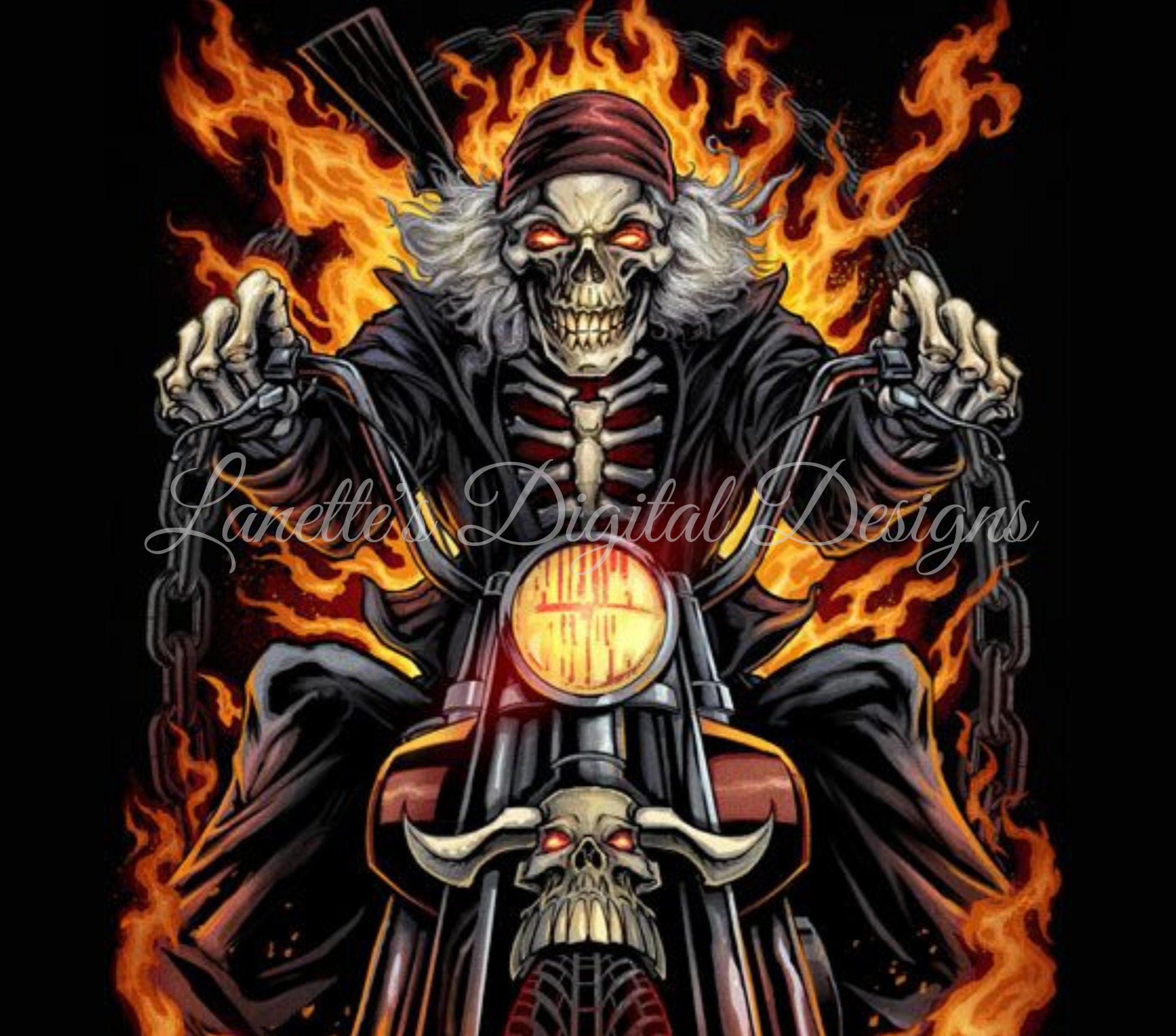 Schilderachtige Cool Biker Schedel